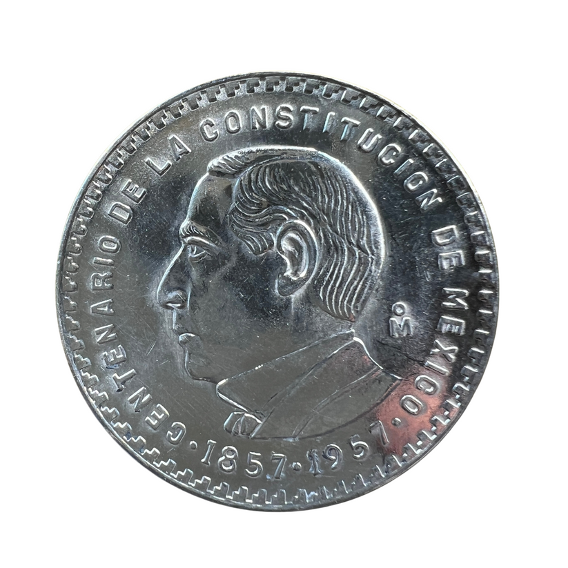 Moneda 5 pesos Centenario de la Constitución 1857-1957 – Joyería Arthur's
